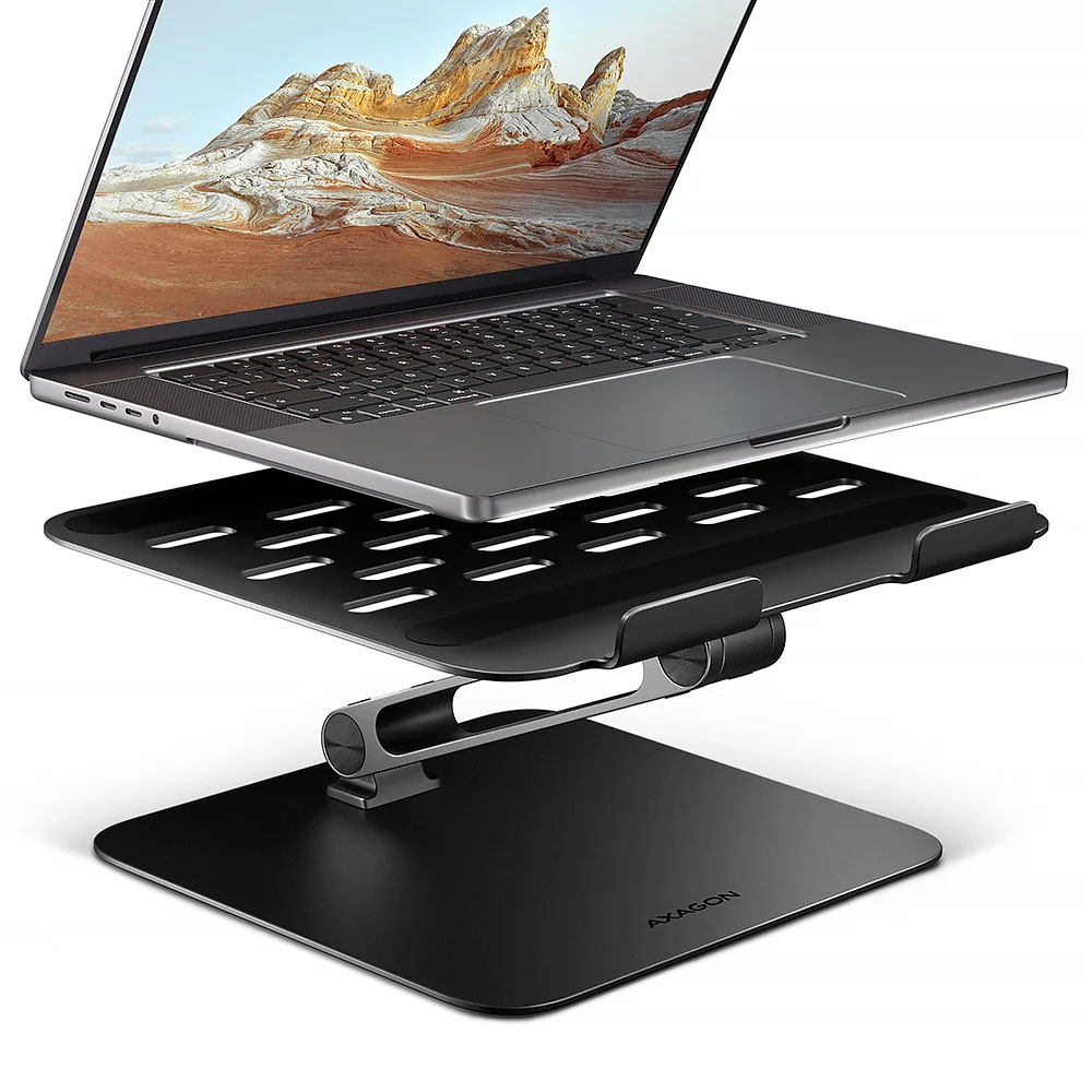 AXAGON STND-LQB Laptop Stand, Double Joint, Height Adjustable, Foldable ...