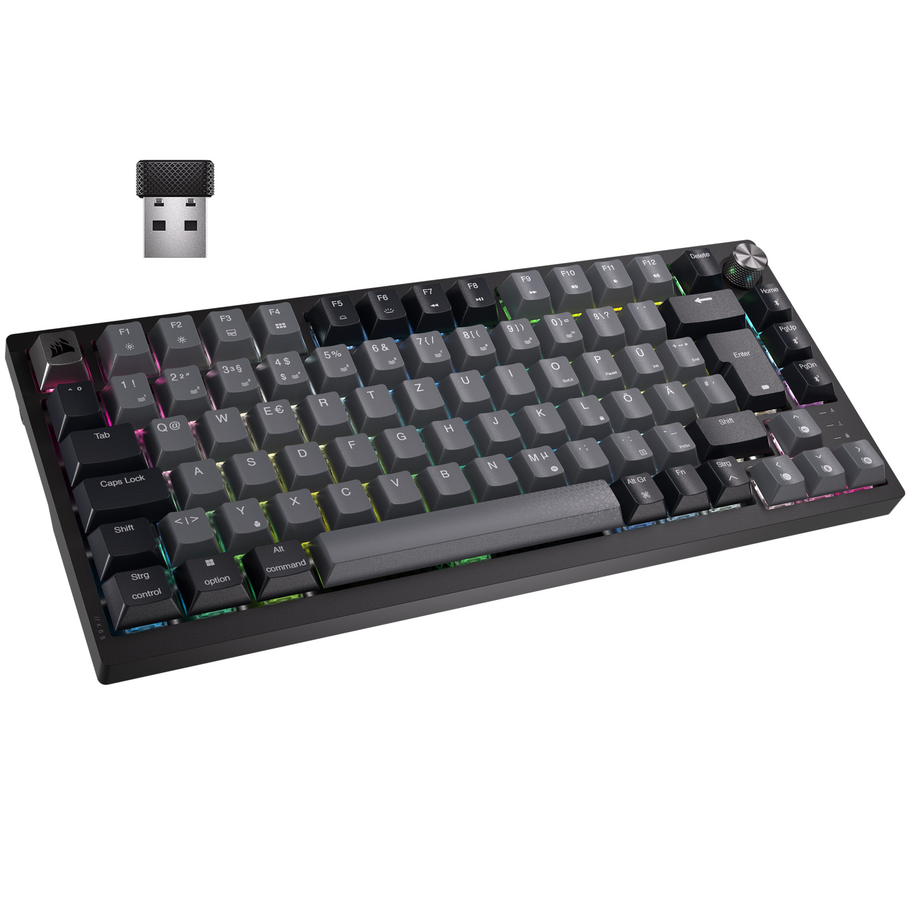 Corsair Gaming K65 Plus Wireless 75% RGB Gaming Keyboard, MLX RED - black, grey