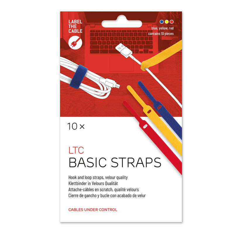 LABEL THE CABLE Basic Velcro Ties 10-Pack - assorted colours