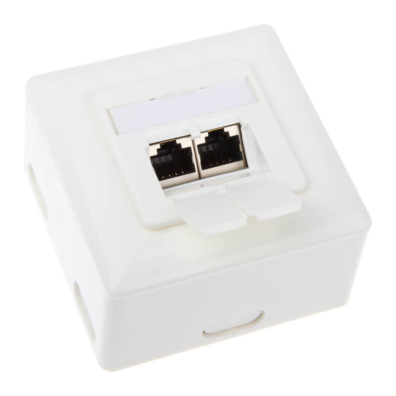 Surface-mounted Cat. 6 inline connection box 2x RJ45 socket, horizontal ...