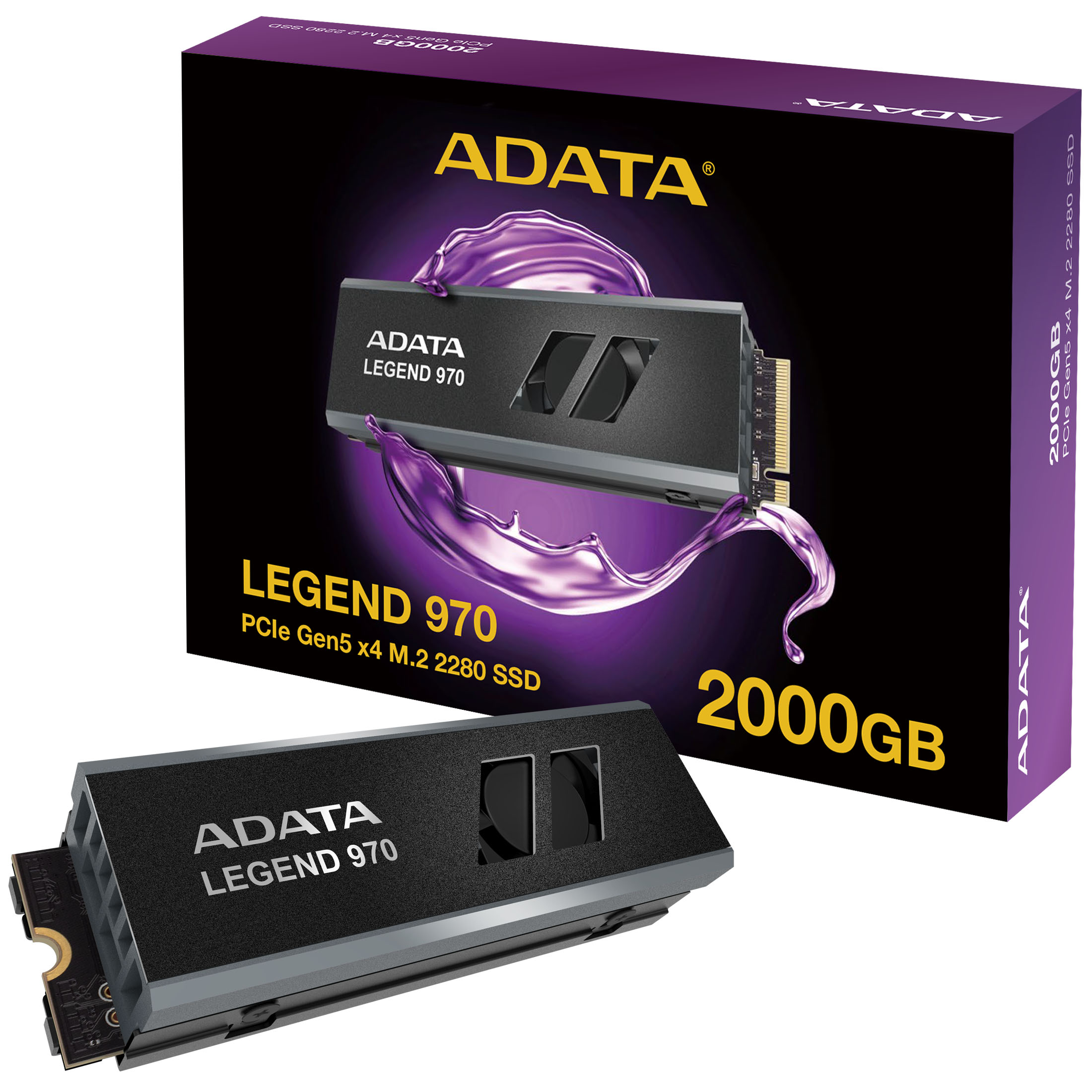 ADATA LEGEND 970 PRO NVMe SSD, PCIe 5.0 M.2 Typ 2280, mit Kühlkörper - 2 TB