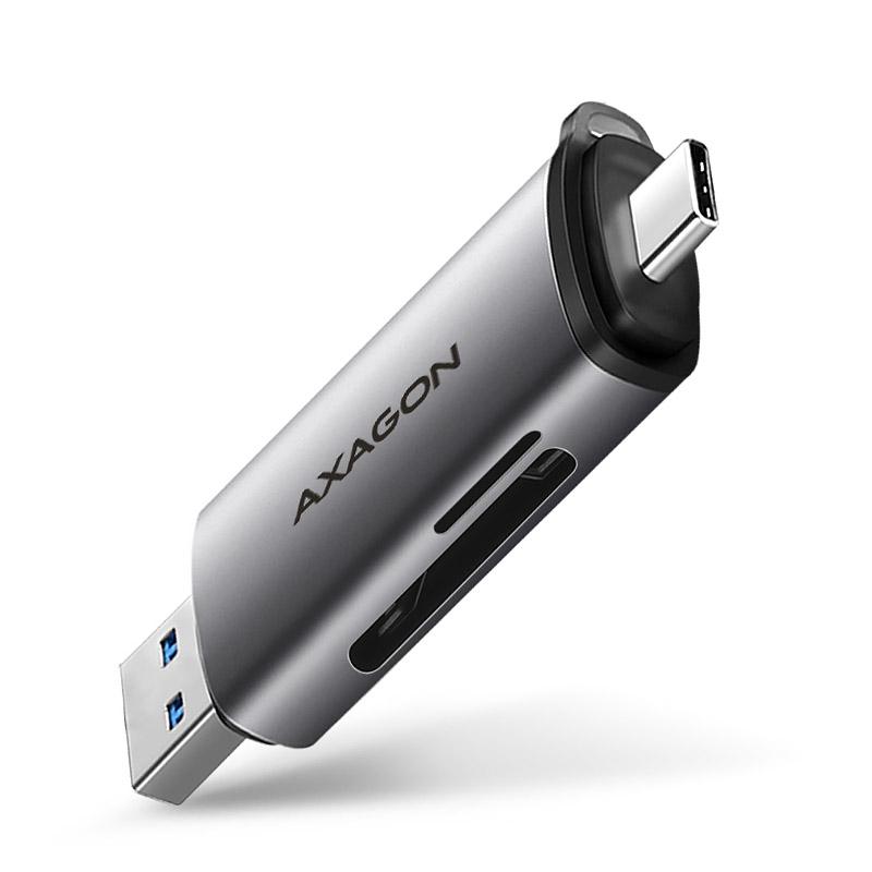 AXAGON CRE-SAC card reader, USB 3.2 Gen1 Type C + Type A, SD, microSD